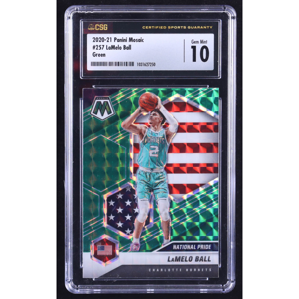 LaMelo Ball 2020-21 Panini Mosaic Mosaic Green #257 RC (CSG 10 ...
