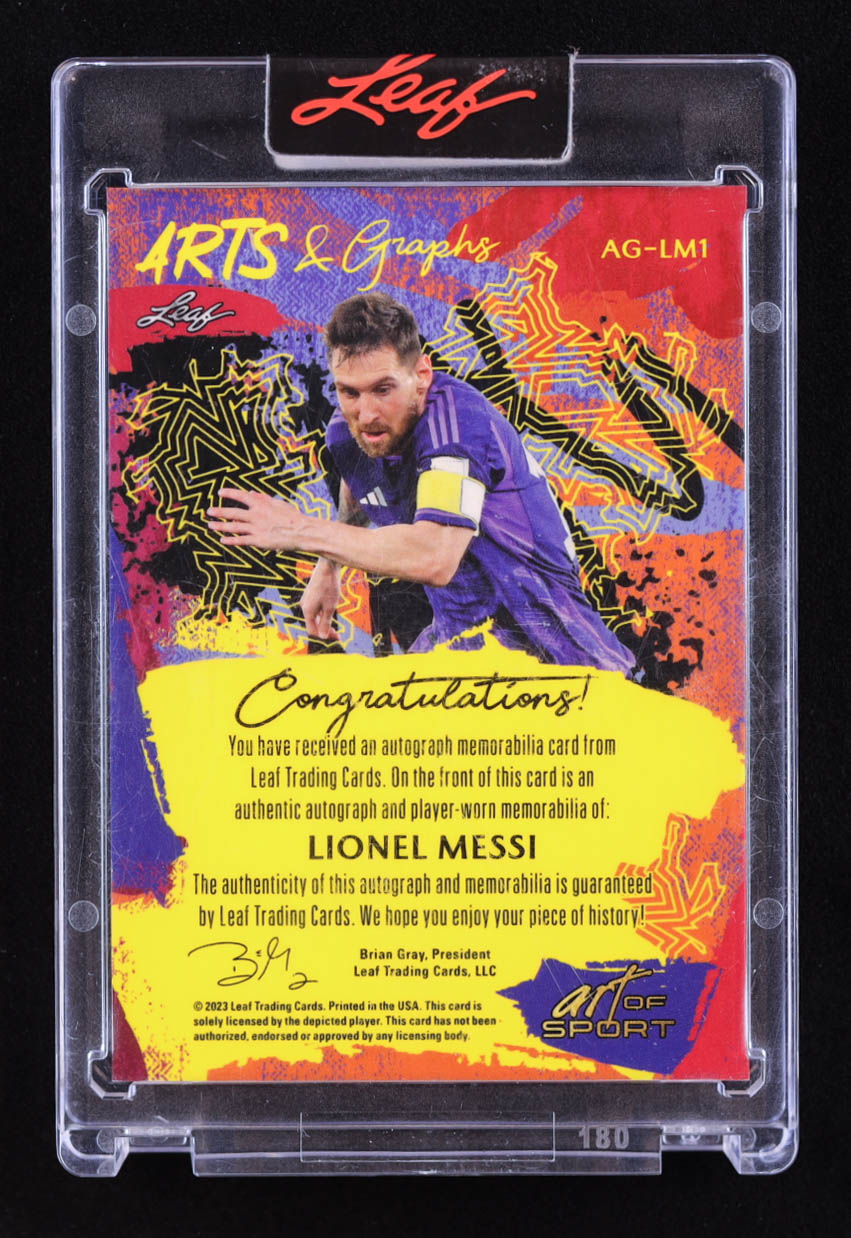 Lionel Messi 2023 Leaf Art of Sport Arts & Graphs Purple #AGLM1 AU #3/5 ...