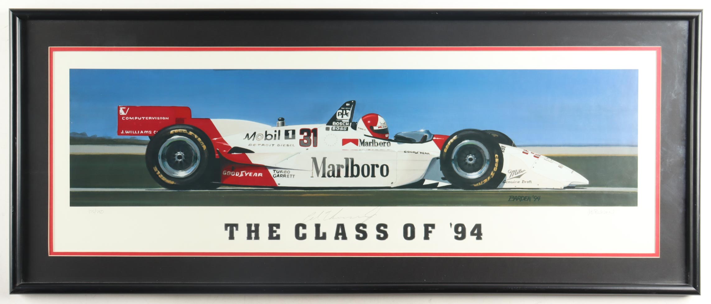 Al Unser Jr. Signed "Marlboro Class of 94" Custom Framed Photo Display ...