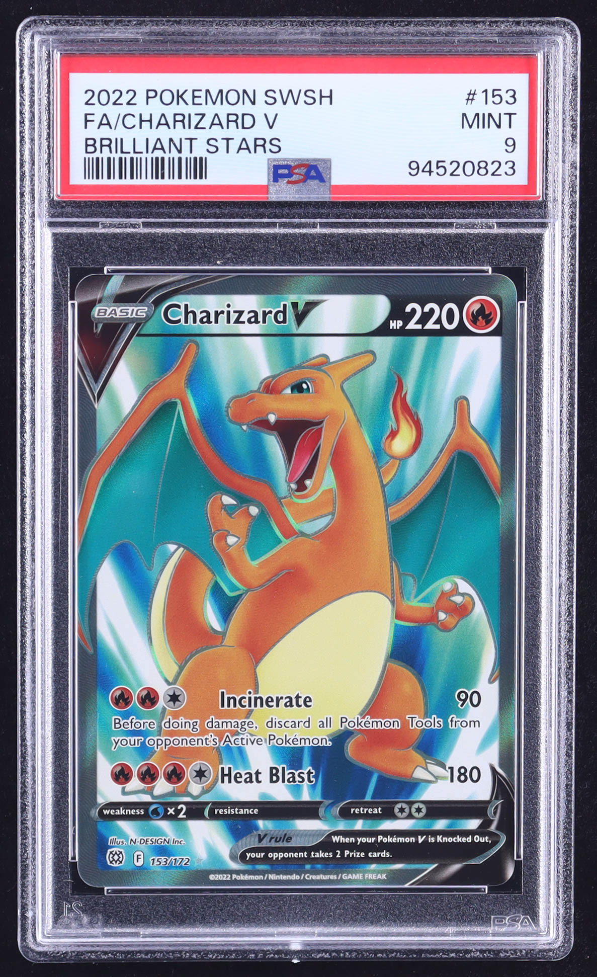 Charizard V 2022 Pokemon Sword and Shield Brilliant Stars #153 (PSA 9 ...
