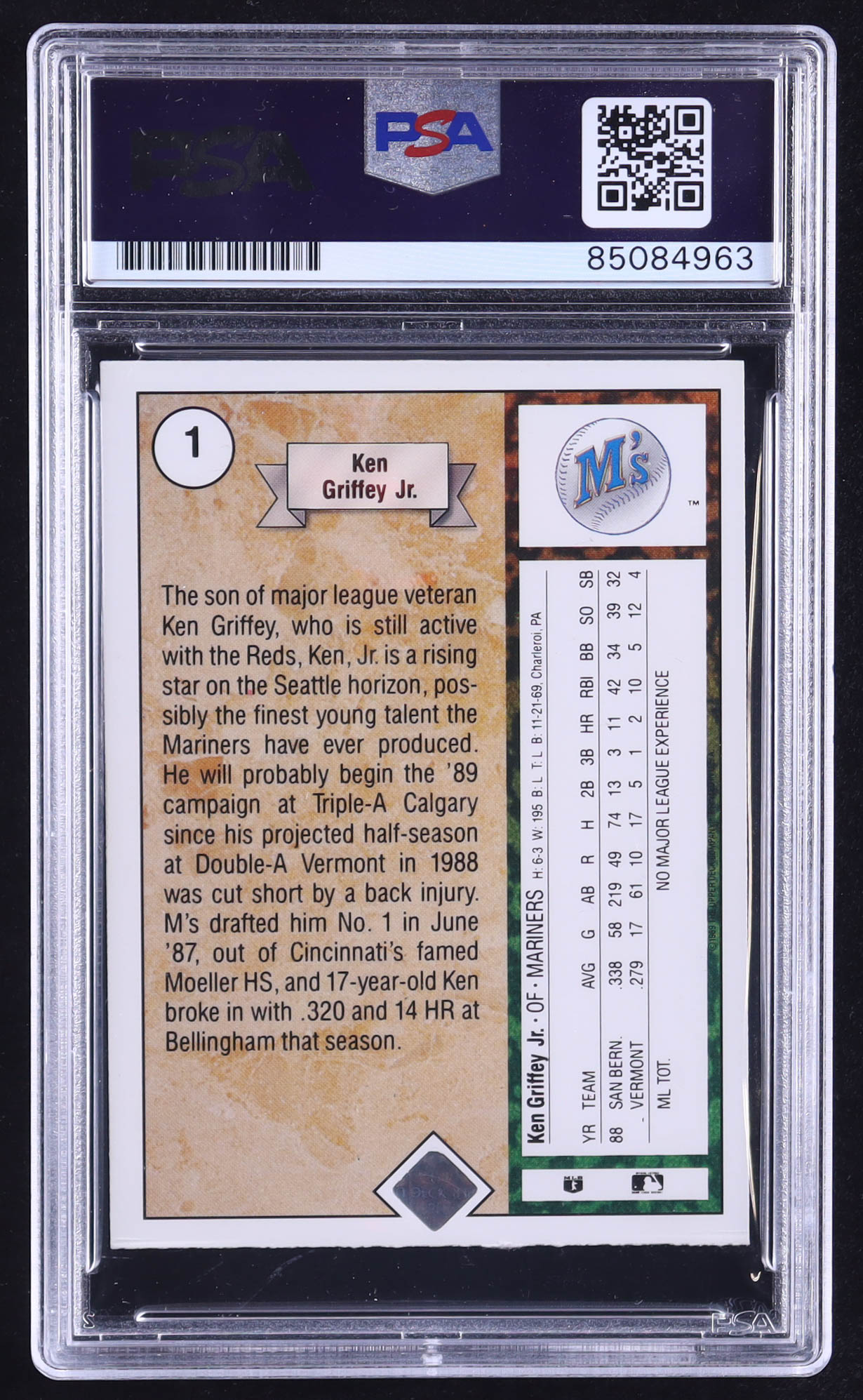 Ken Griffey Jr. Signed 1989 Upper Deck #1 RC (PSA | Autograph Graded 10 ...