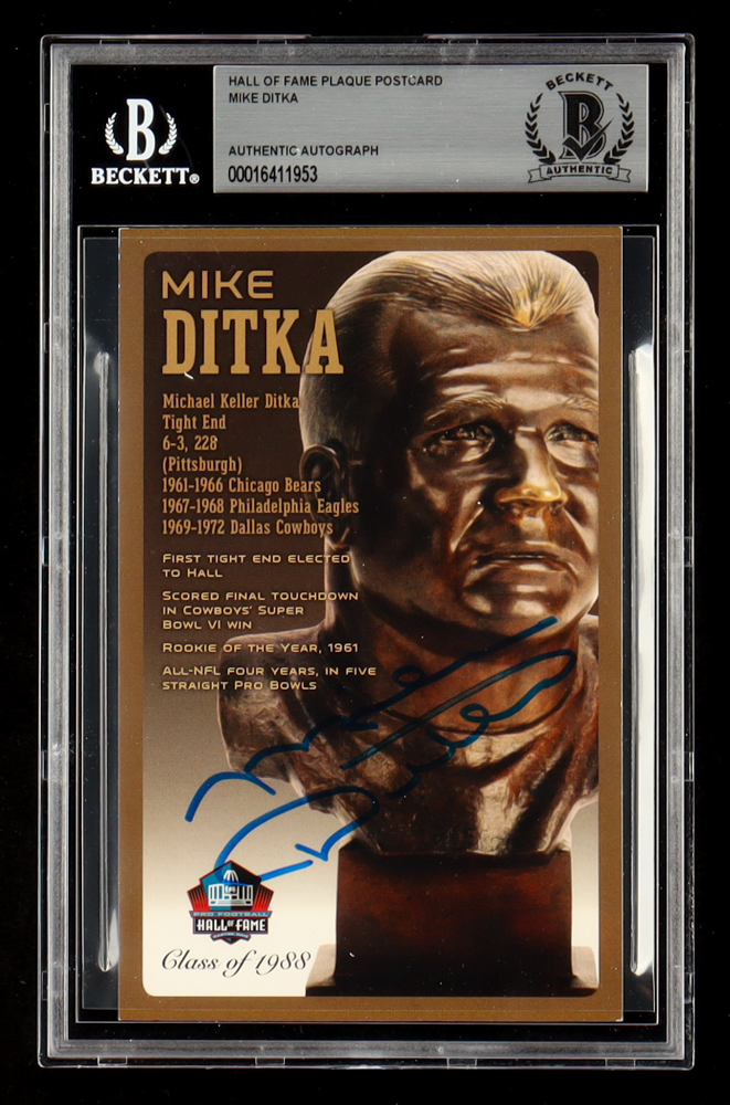 Mike Ditka Signed Hall of Fame Plaque Postcard (BGS) | Pristine Auction
