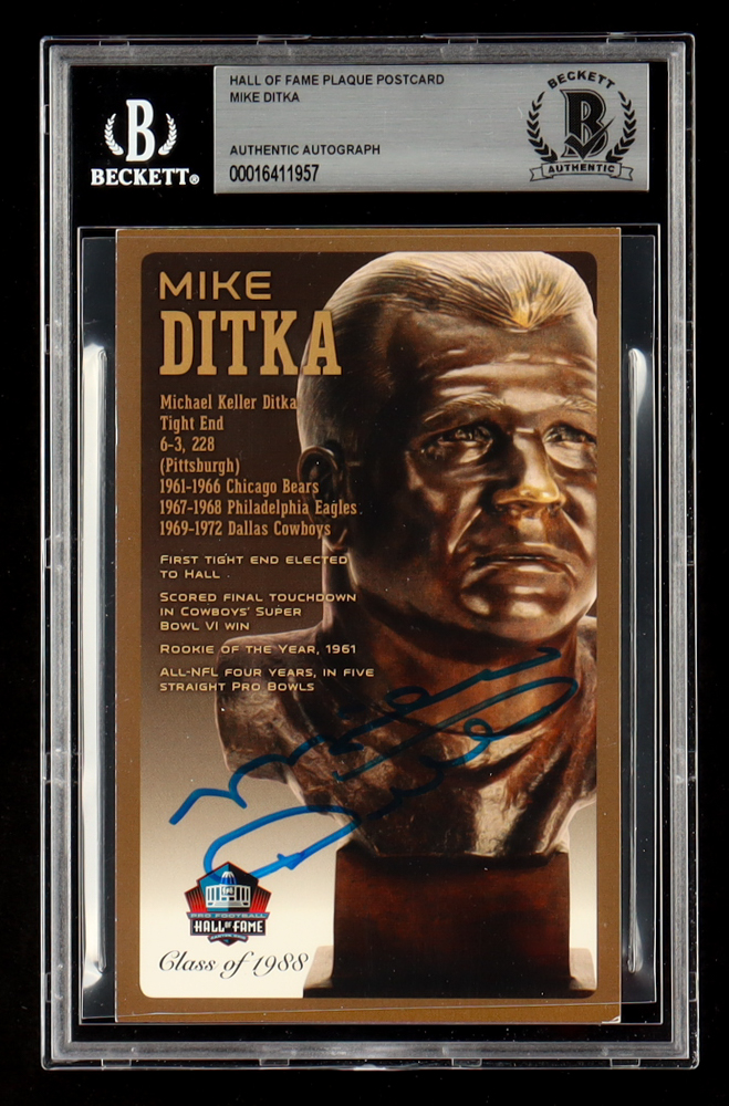 Mike Ditka Signed Hall of Fame Plaque Postcard (BGS) | Pristine Auction