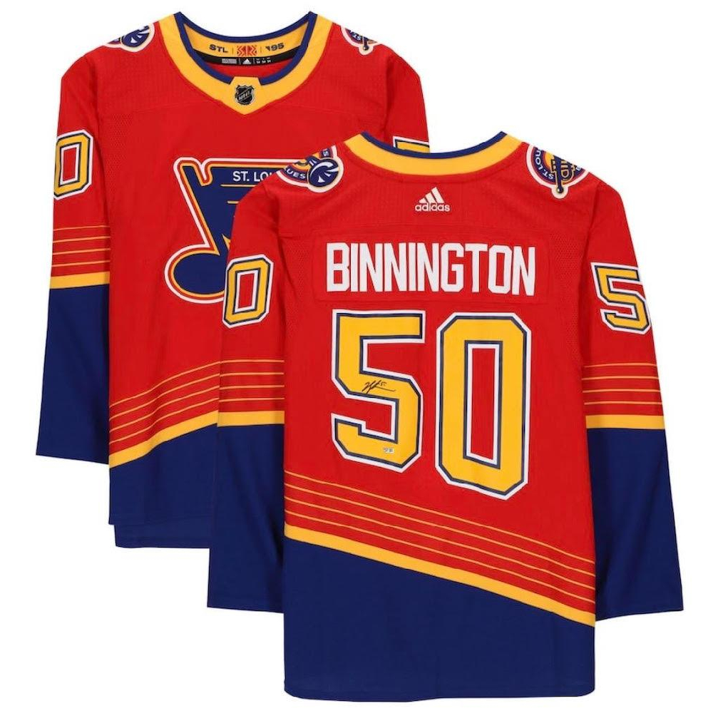 Jordan Binnington Signed Blues Adidas Reverse Retro Authentic Jersey ...