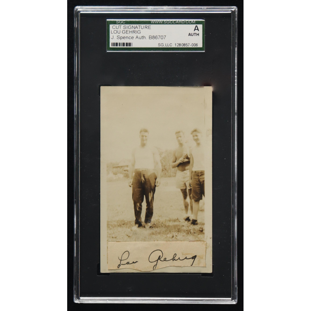 Lou Gehrig Signed Vintage Photo with Cut Signature (SGC) | Pristine Auction
