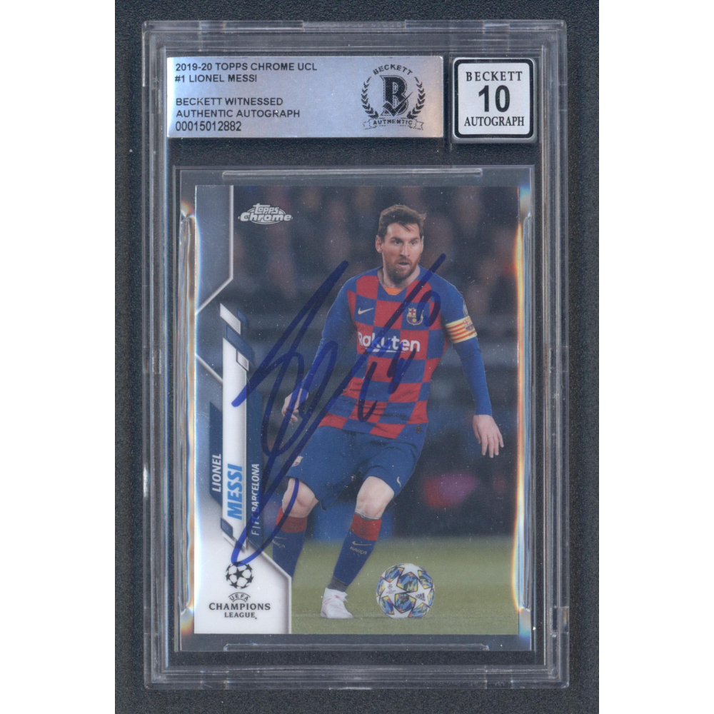 Lionel Messi Signed 2019-20 Topps Chrome UCL #1 (BGS | Autograph Grade ...