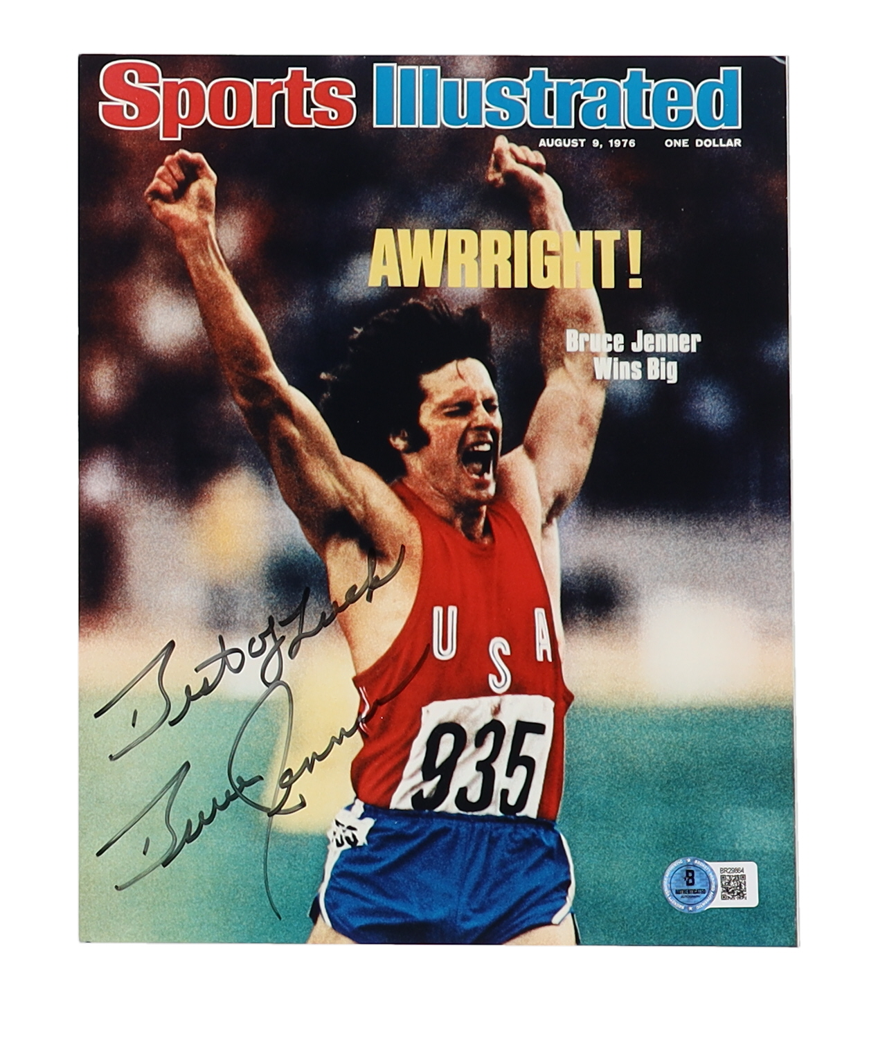 Bruce Jenner Signed Team USA "Sports Illustrated" 8x10 Photo Inscribed "Best of Luck" (Beckett ...
