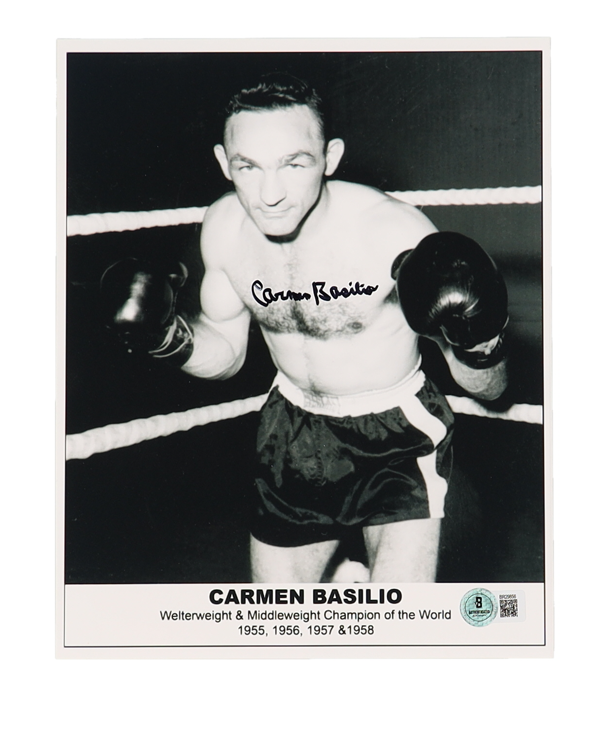 Carmen Basilio Signed 8x10 Photo (Beckett) | Pristine Auction