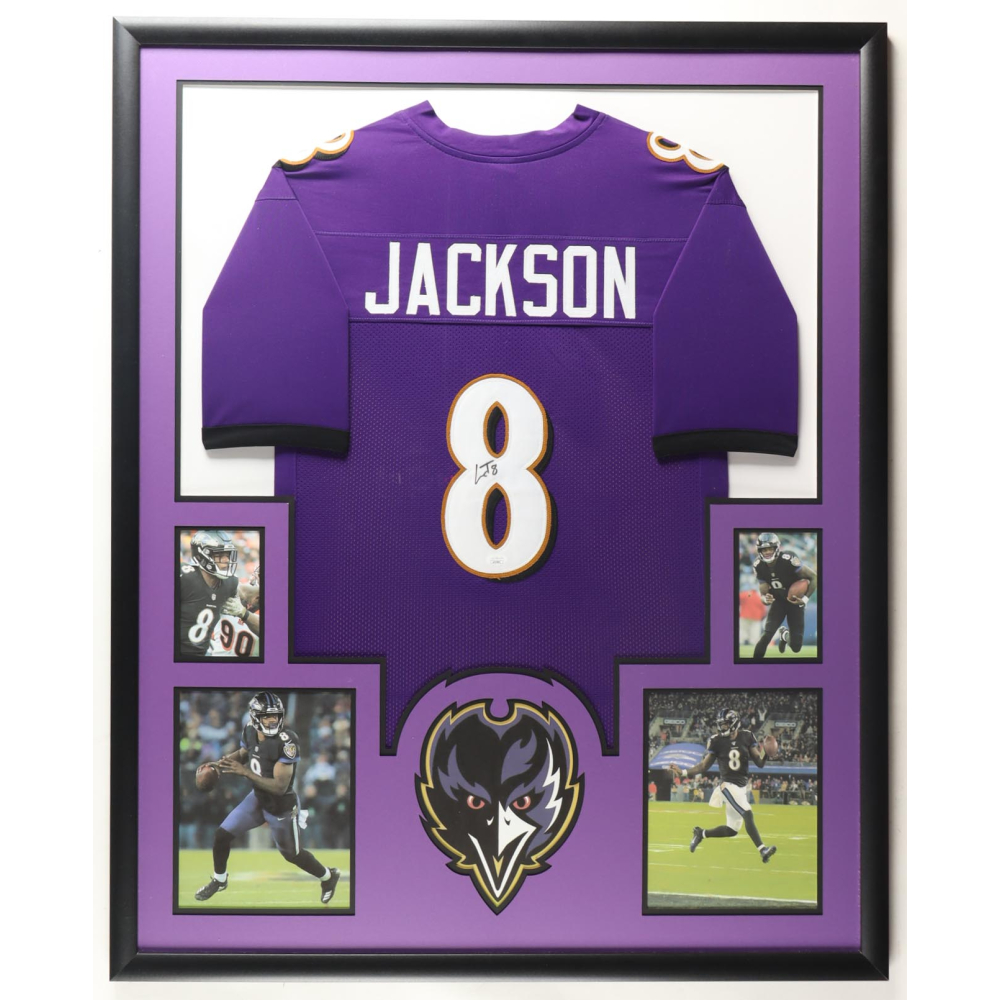 Lamar Jackson Signed Custom Framed Jersey Display (JSA) | Pristine Auction