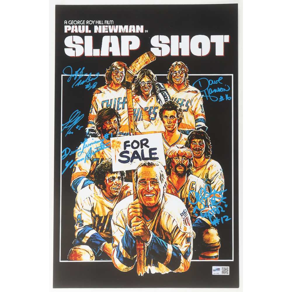 "Slap Shot" 11x17 Movie Poster Photo Signed & Inscribed By (5) with ...