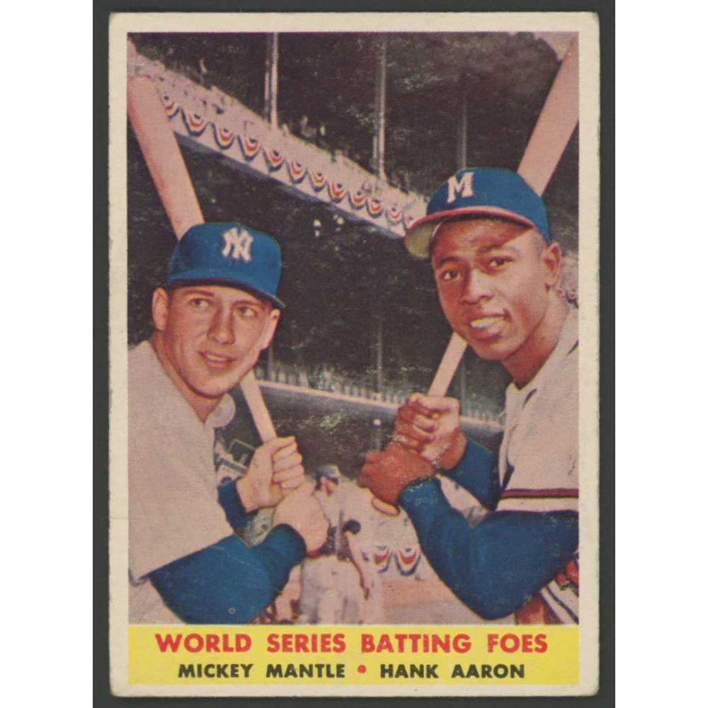 Mickey Mantle / Hank Aaron 1958 Topps #418 World Series Batting Foes ...