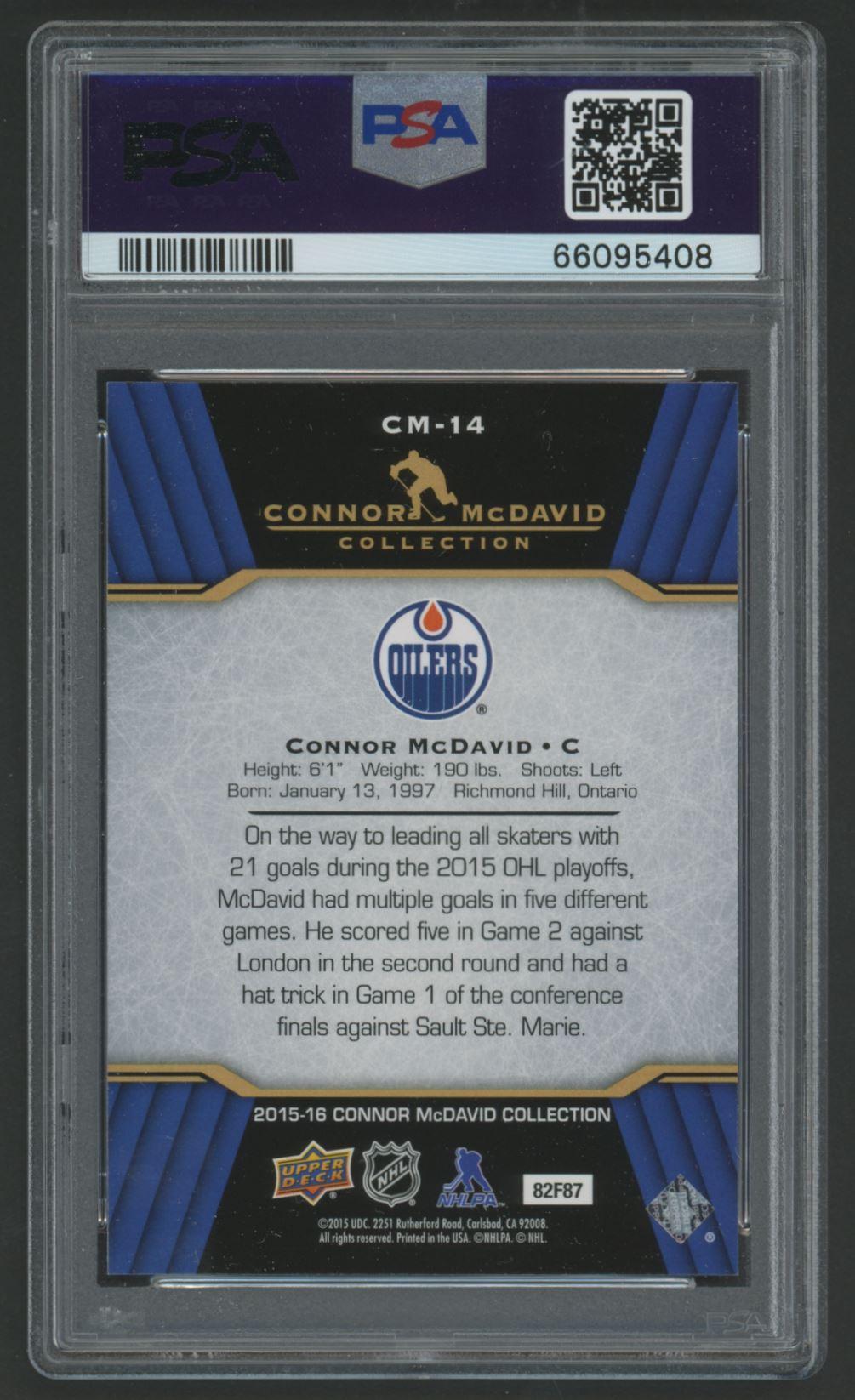 Connor McDavid 2015-16 Upper Deck Connor McDavid Collection #14 (PSA 10 ...
