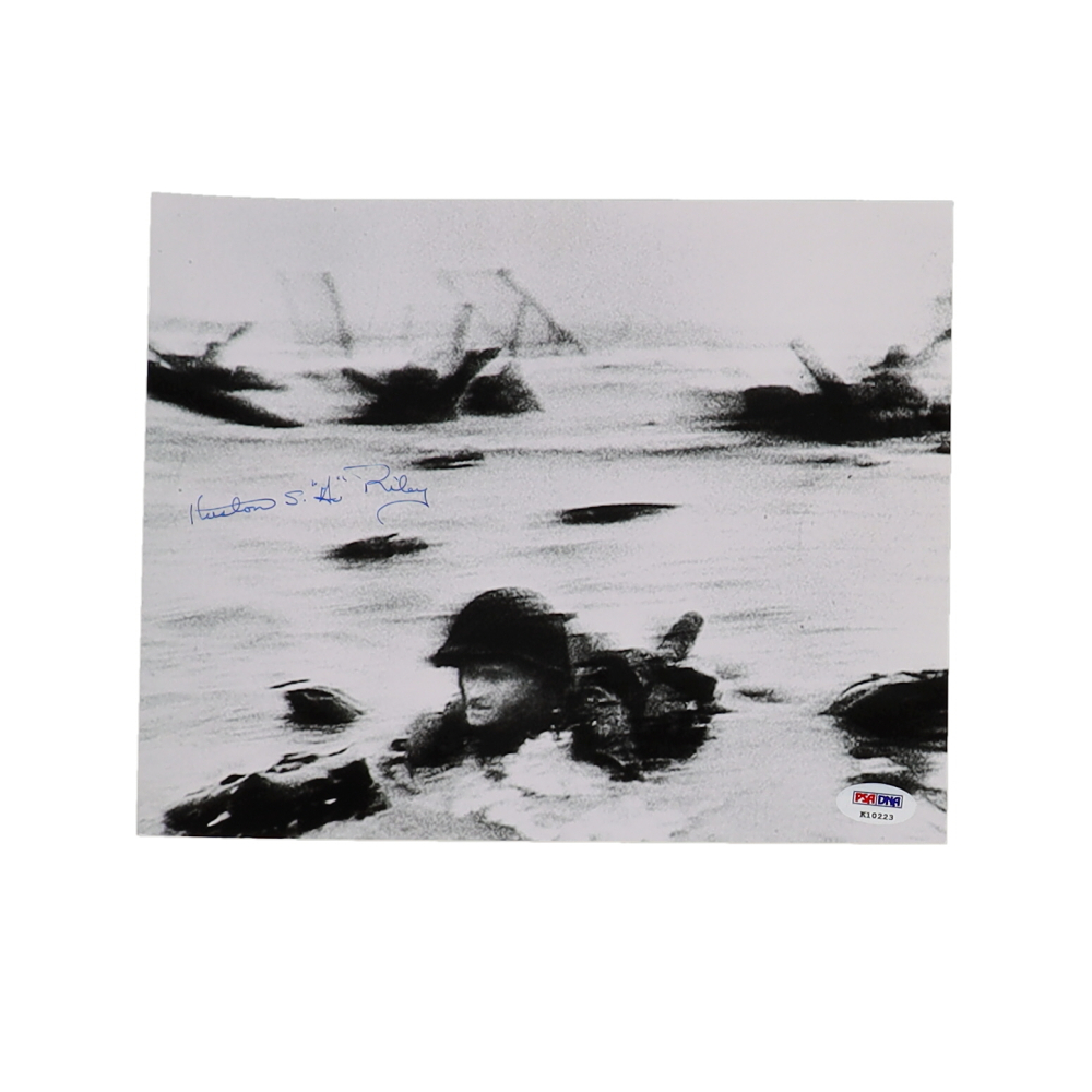 Huston "Hu" Riley Signed 8x10 Photo WWII D-Day Omaha Beach Veteran (PSA ...