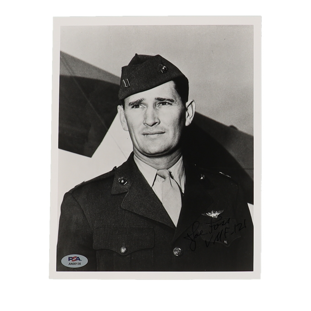 Joe Foss Signed 8x10 Photo WWII VMF-121 Ace 26 Victories (PSA ...