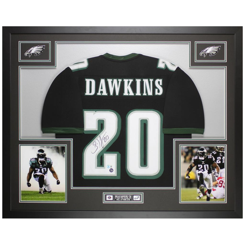 Brian Dawkins Signed Custom Framed Jersey Display (Beckett) | Pristine ...