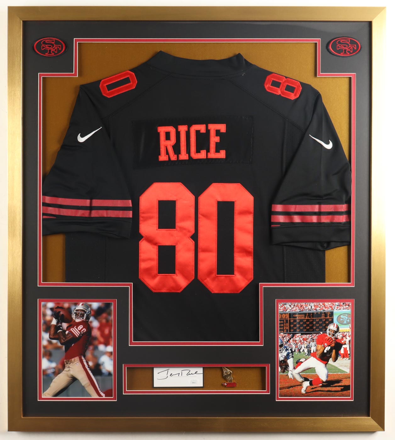Jerry Rice Signed Custom Framed Cut Display With Jersey, Player ...