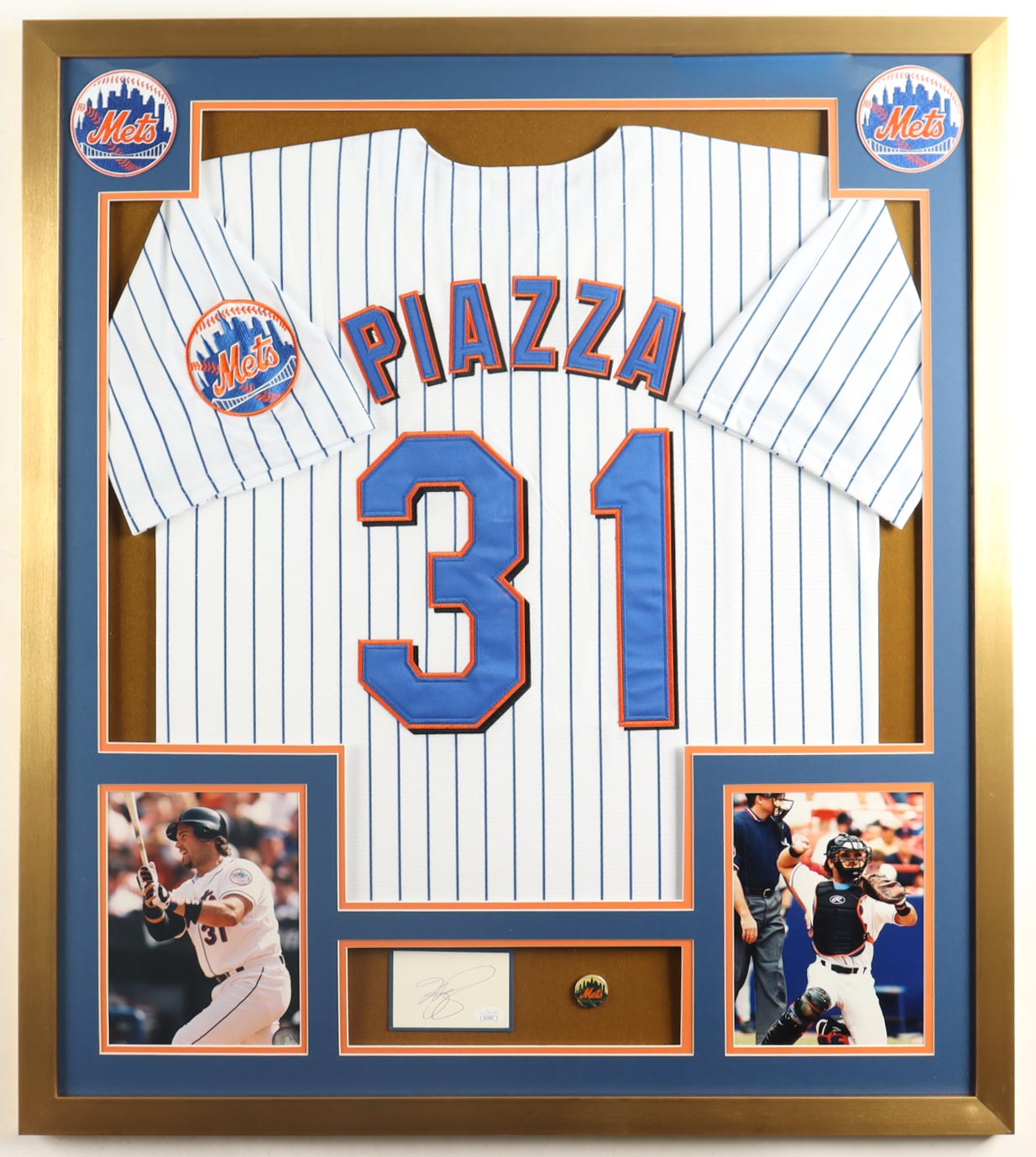 Mike Piazza Signed Mets Custom Framed Cut Display with Jersey, Vintage ...