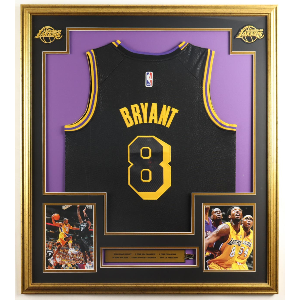 Kobe Bryant Custom Framed Jersey Display with 2002 NBA Finals Pin & (2 ...