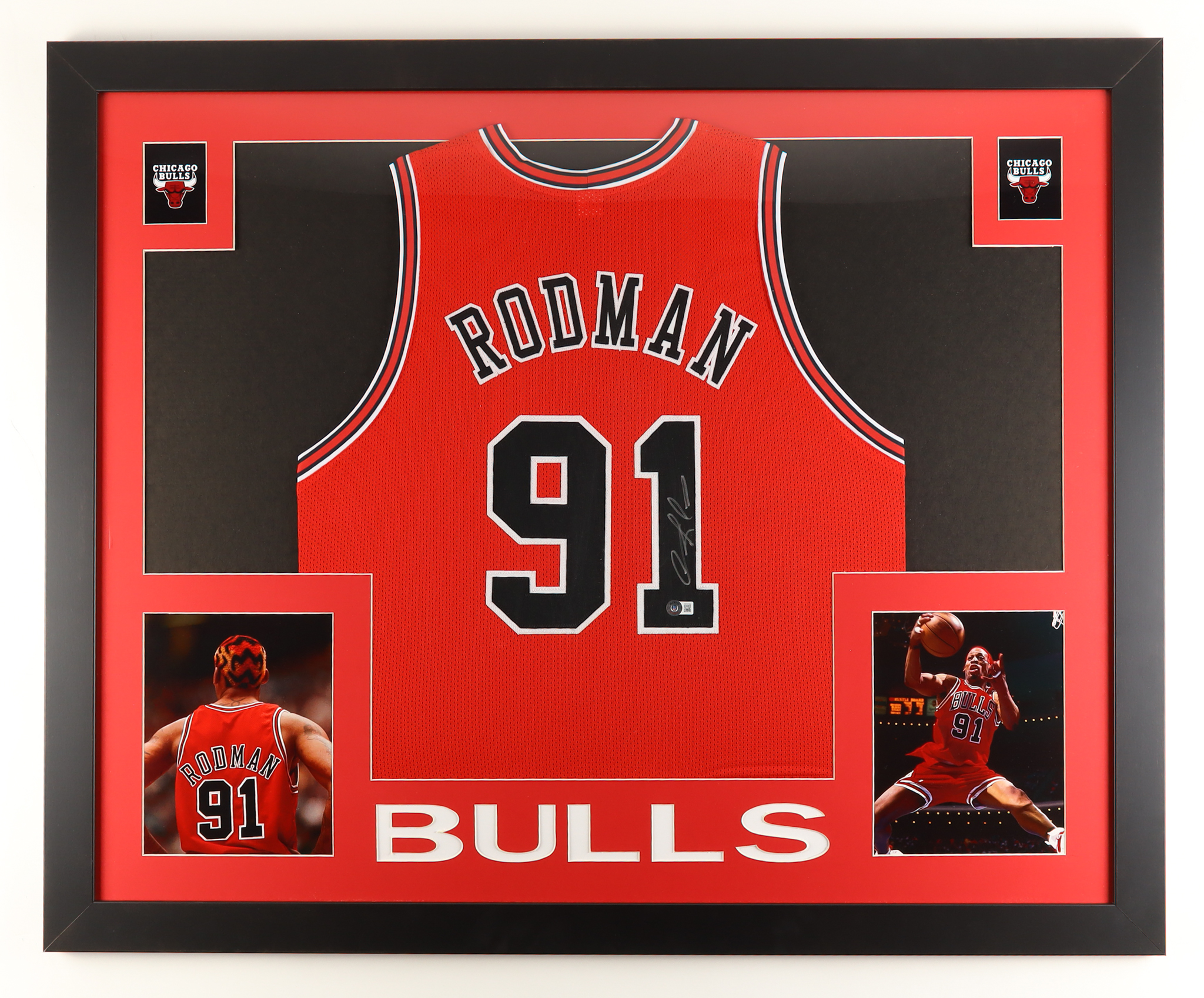 Dennis Rodman Signed Custom Framed Jersey Display (Beckett) | Pristine ...