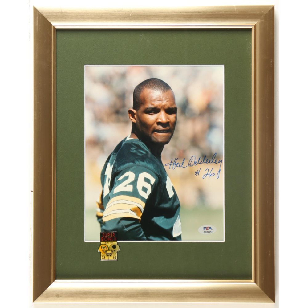 Herb Adderley Signed Packers Custom Framed Photo Display With Official ...