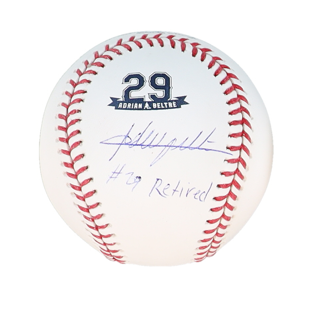 Adrian Beltre Signed OML Retirement Logo Baseball Inscribed "#29 ...