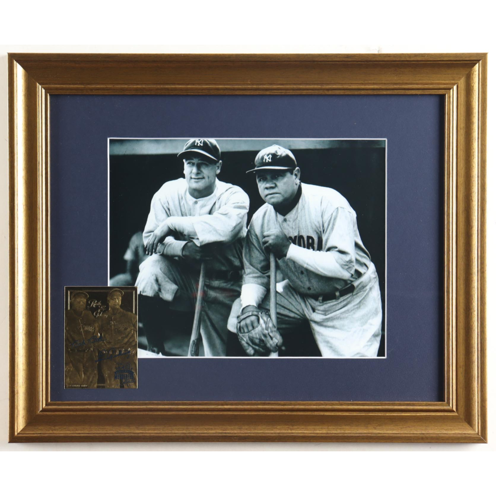 "Babe Ruth & Lou Gehrig" Yankees Custom Framed Photo Display with 23kt ...