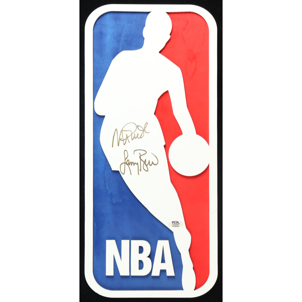 Larry Bird & Magic Johnson Signed NBA Logo Wood Sign (PSA & Beckett ...
