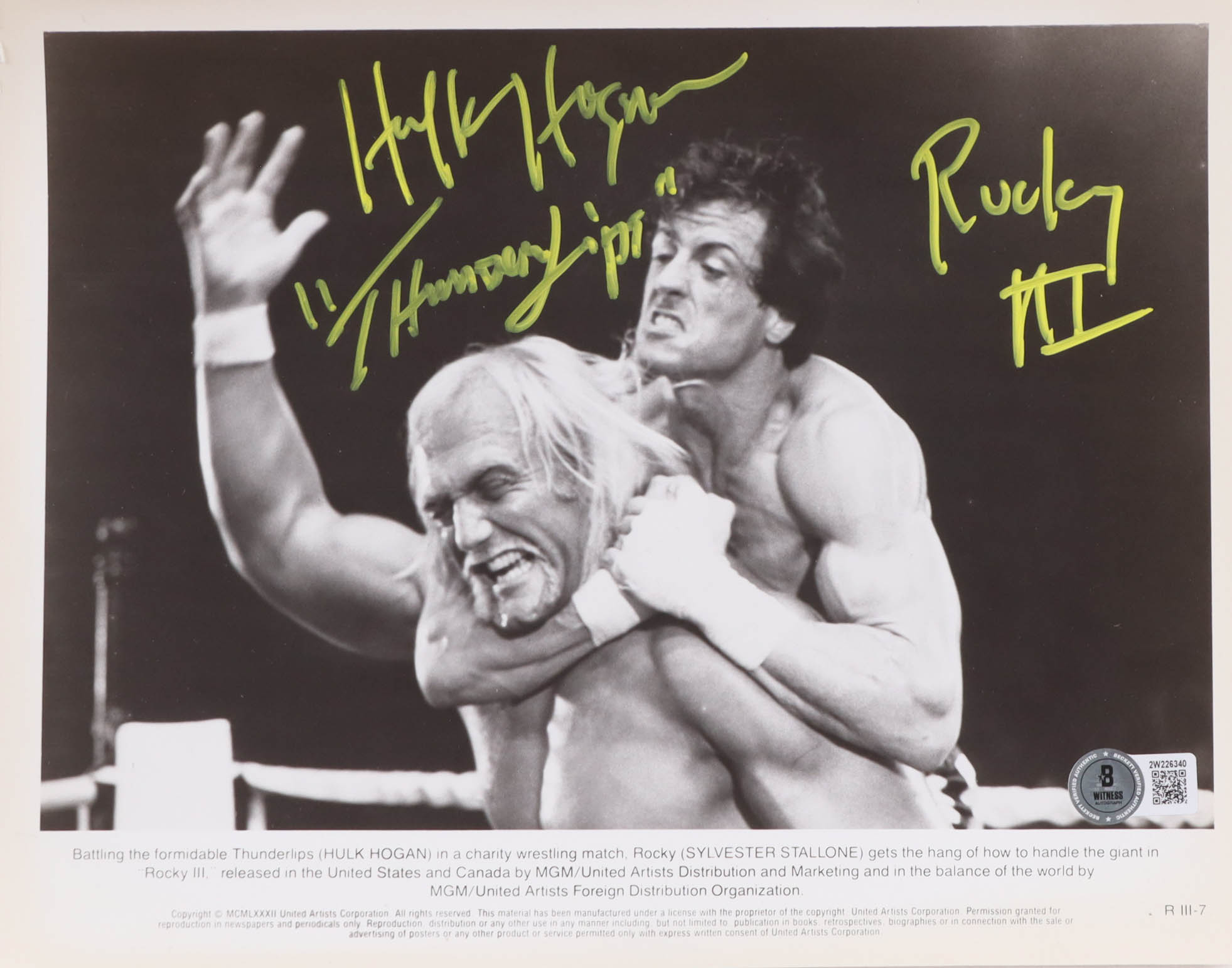 Hulk Hogan Signed 8x10 Photo Inscribed "Rocky III" & "Thunderlips ...