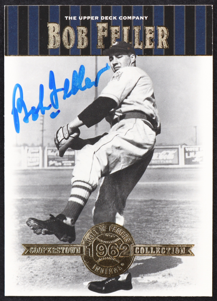 Bob Feller Signed 2001 Upper Deck Hall of Famers #22 (Beckett ...