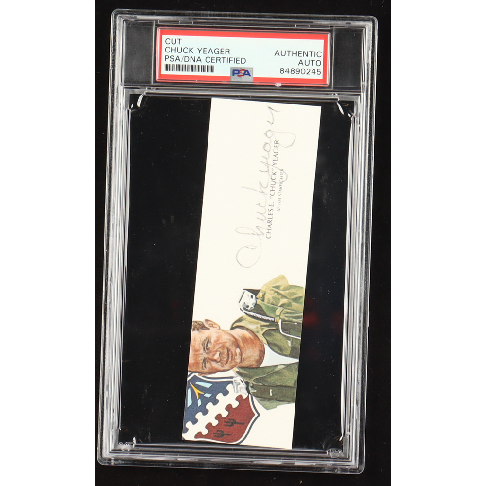 Chuck Yeager Signed Cut with Portrait (PSA) | Pristine Auction