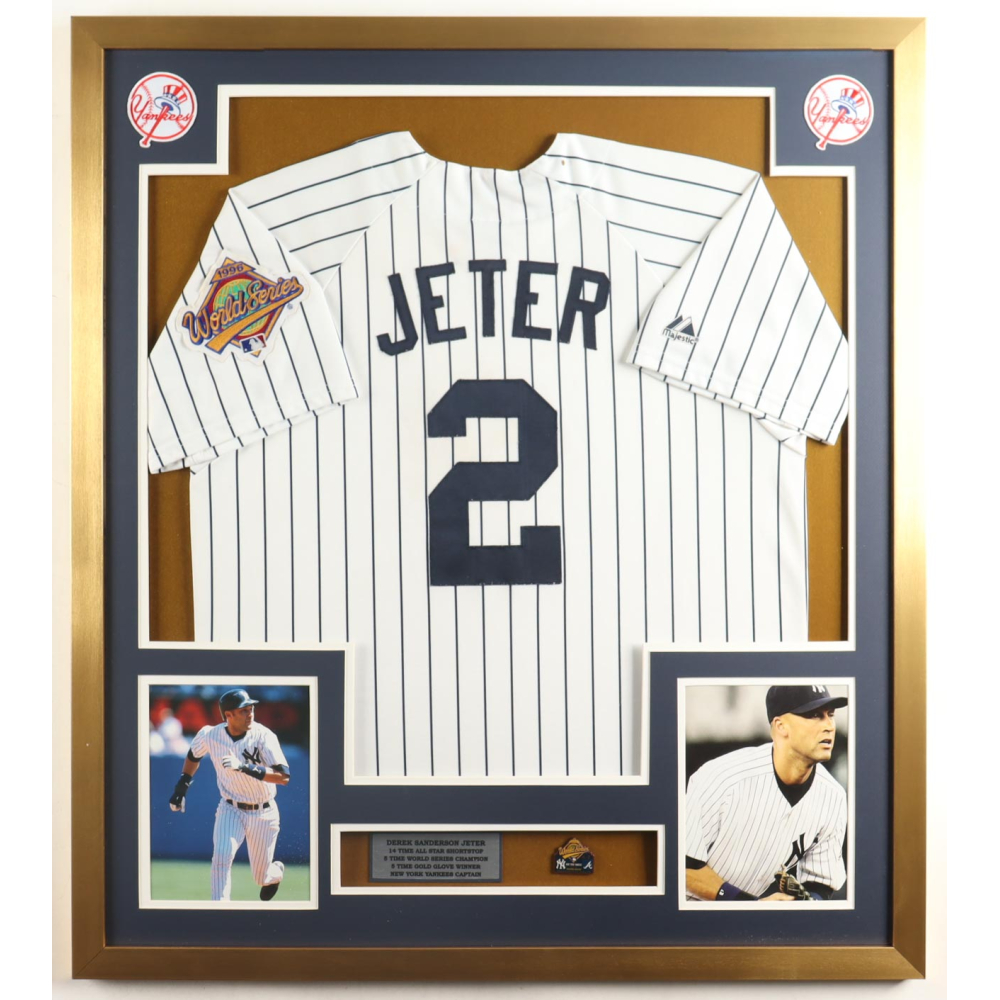 Derek Jeter Custom Framed Majestic Yankees Jersey Display With Official ...