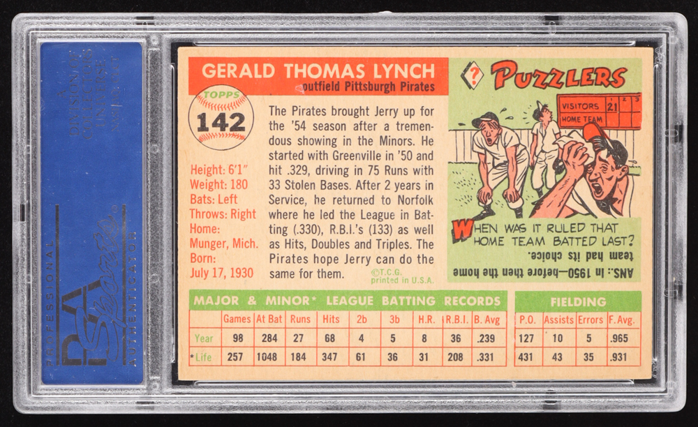 Jerry Lynch 1955 Topps #142 (PSA 6) | Pristine Auction