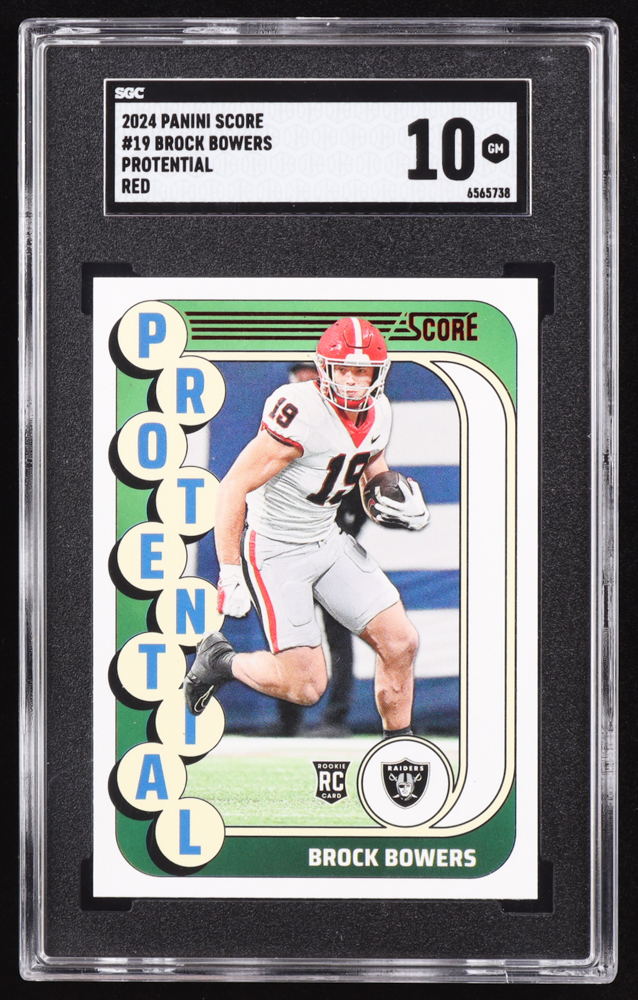 Brock Bowers 2024 Score Protential Red #19 RC (SGC 10) | Pristine Auction