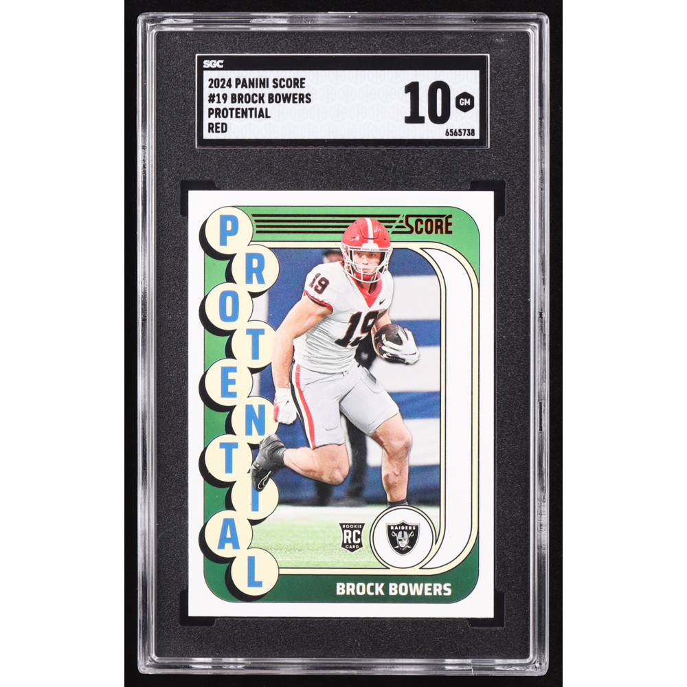 Brock Bowers 2024 Score Protential Red #19 RC (SGC 10) | Pristine Auction