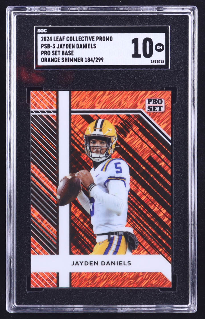 Jayden Daniels 2024 Leaf Pro Set Base Collective Promo Orange Shimmer #PSB3 RC #184/299 (SGC 10 ...