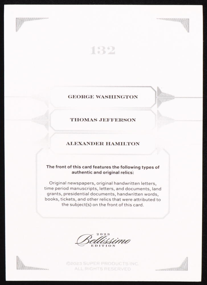 George Washington / Thomas Jefferson / Alexander Hamilton 2023 ...