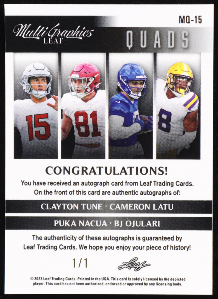 2023 Leaf Eclectic Multigraphics Quad Graphics Super Prismatic Gold #MQ15 Clayton Tune / Cameron ...