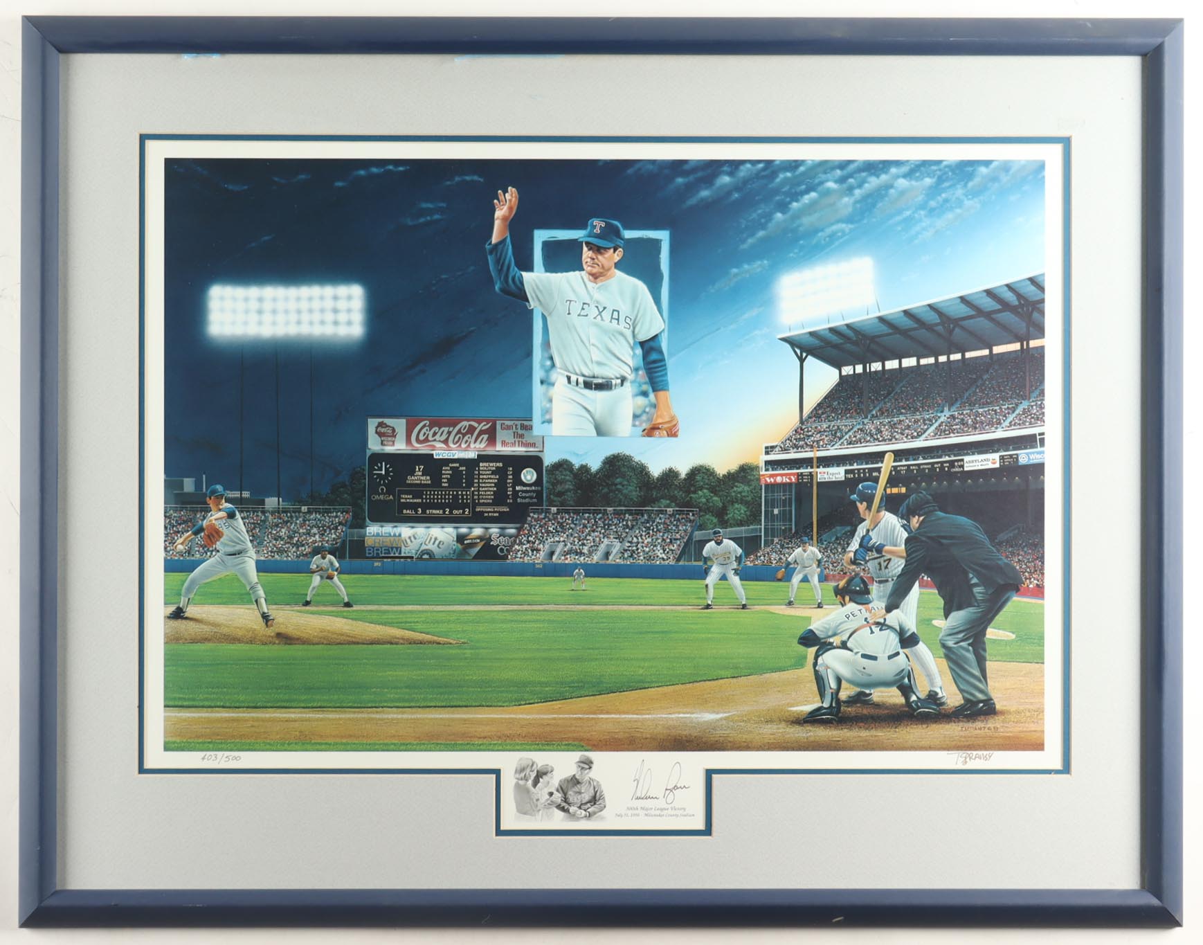Nolan Ryan Signed LE "300th Win" Custom Framed Lithograph Art Print ...