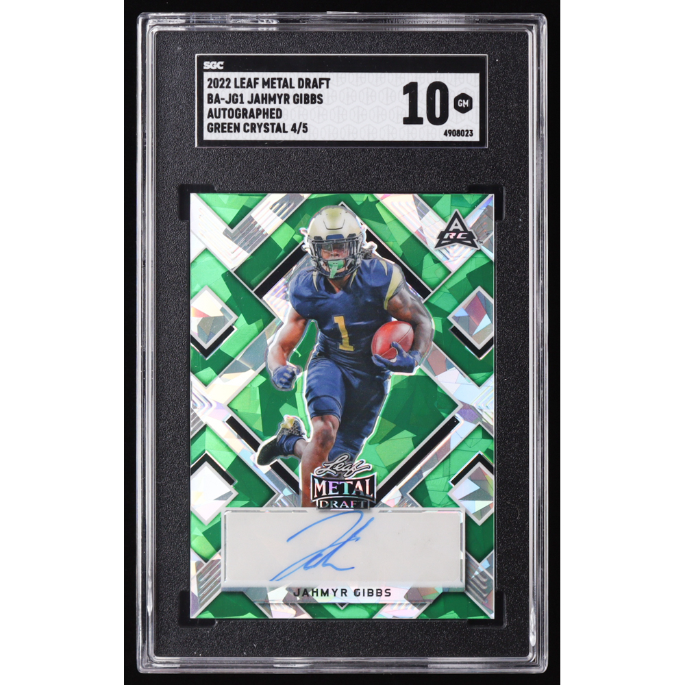 Jahmyr Gibbs 2022 Leaf Metal Draft Crystal Green #BAJG1 #4/5 RC (SGC 10 ...