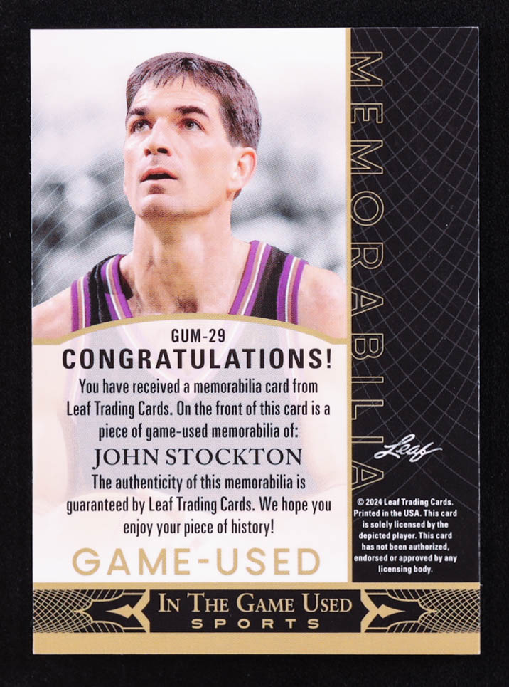 John Stockton 2024 ITG Used Sports Game-Used Memorabilia Crystal Oil ...