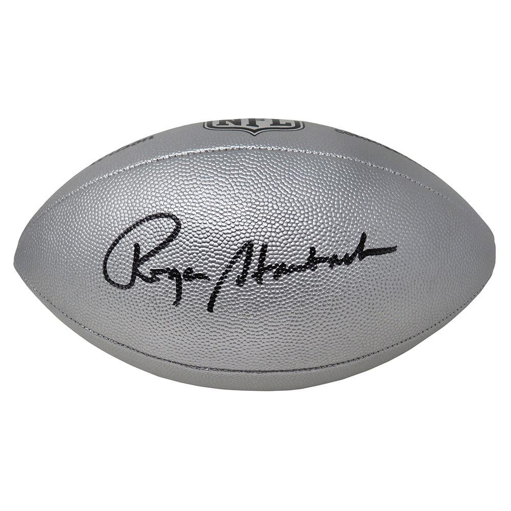 Roger Staubach Signed "The Duke" Silver Metallic NFL Football (Schwartz ...