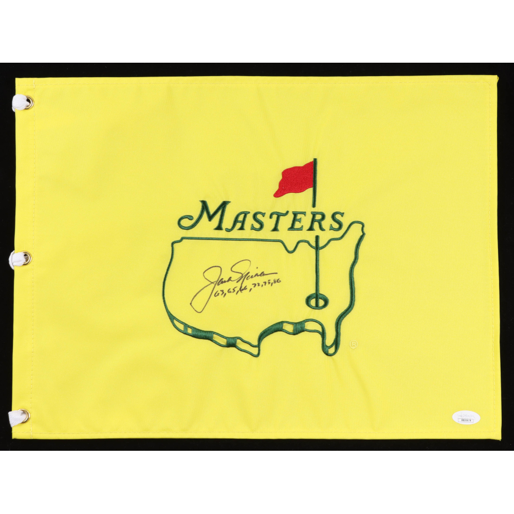 Jack Nicklaus Signed Masters Tournament Golf Pin Flag Inscribed "63,65 ...