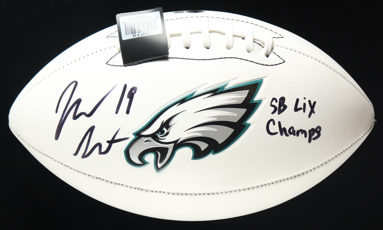 Josh Sweat Signed Eagles Logo Football Inscribed "SB LIX Champs ...