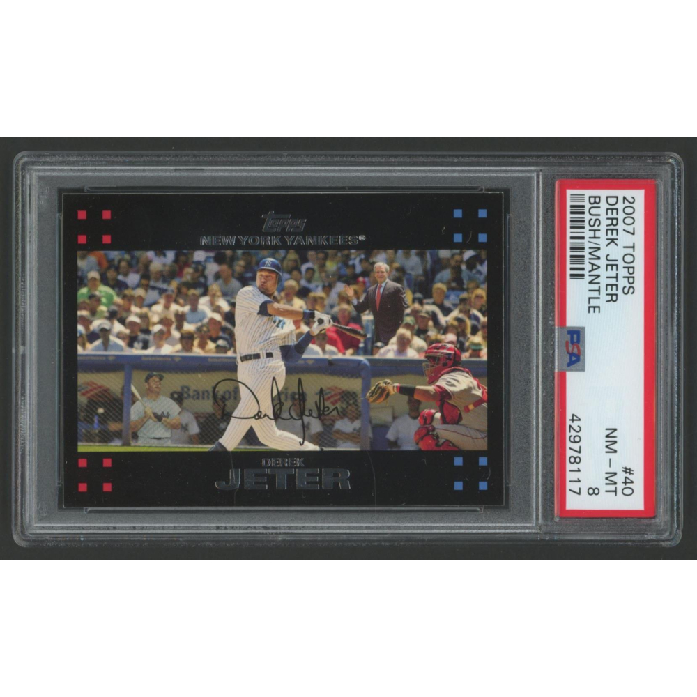 Derek Jeter 2007 Topps w / Mantle /Bush #40a (PSA 8) | Pristine Auction
