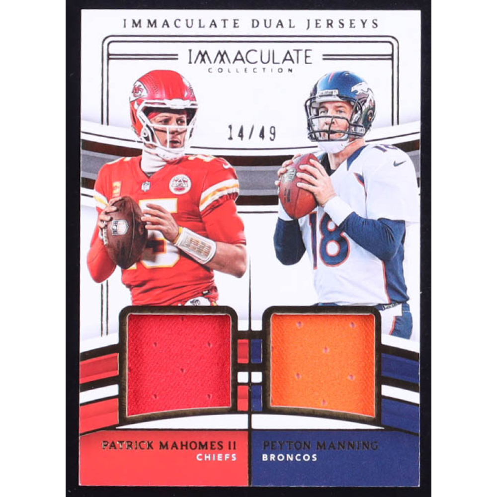 Patrick Mahomes II / Peyton Manning 2023 Immaculate Collection Immaculate Dual Jerseys #12 #14/ ...