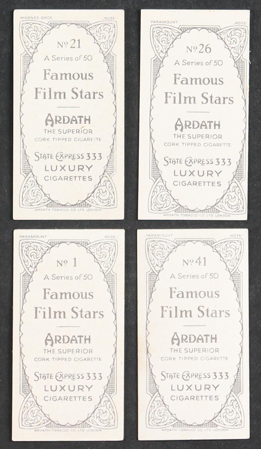 1936 Ardath Cigarettes Famous Film Stars Complete Trading Card Set With ...