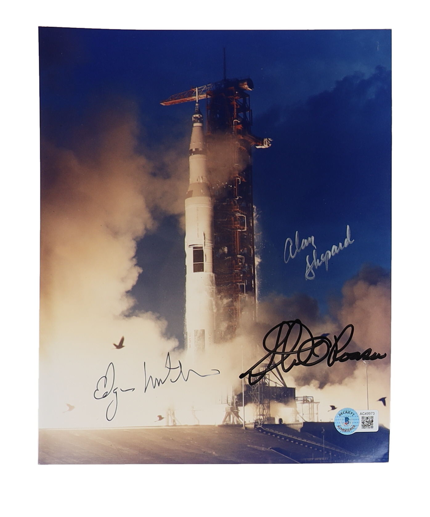 Alan Shepard, Edgar Mitchell, and Stuart Roosa Signed "Apollo 14" 8x10 ...
