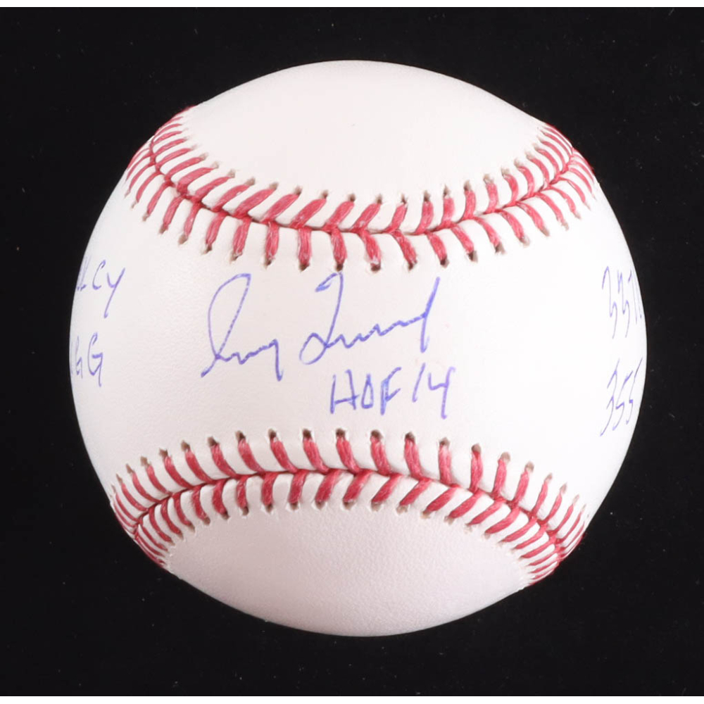 Greg Maddux Signed OML Baseball with Multiple Career Stat Inscriptions (Beckett) | Pristine Auction