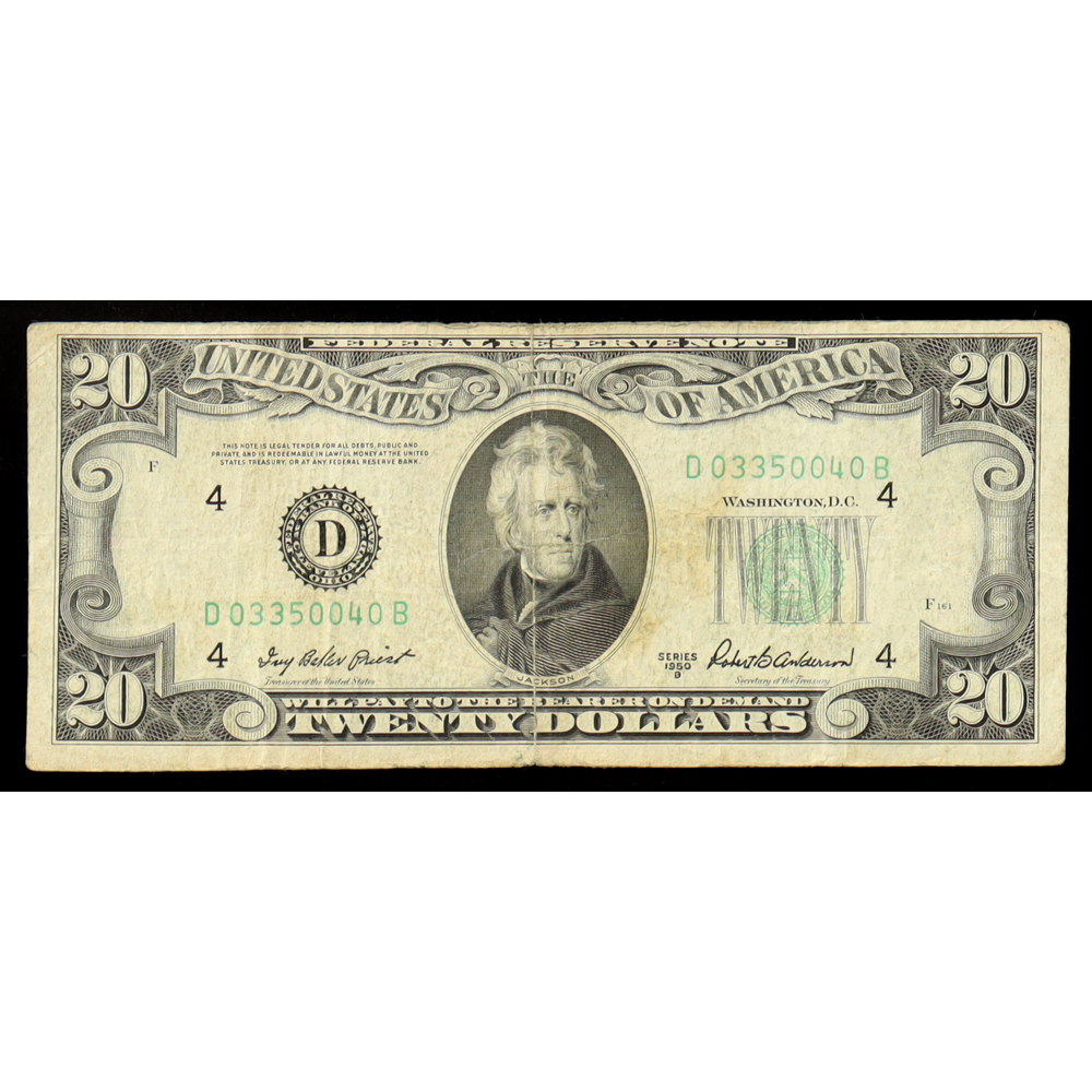 1950-B $20 Twenty Dollar U.S. Bank Note | Pristine Auction
