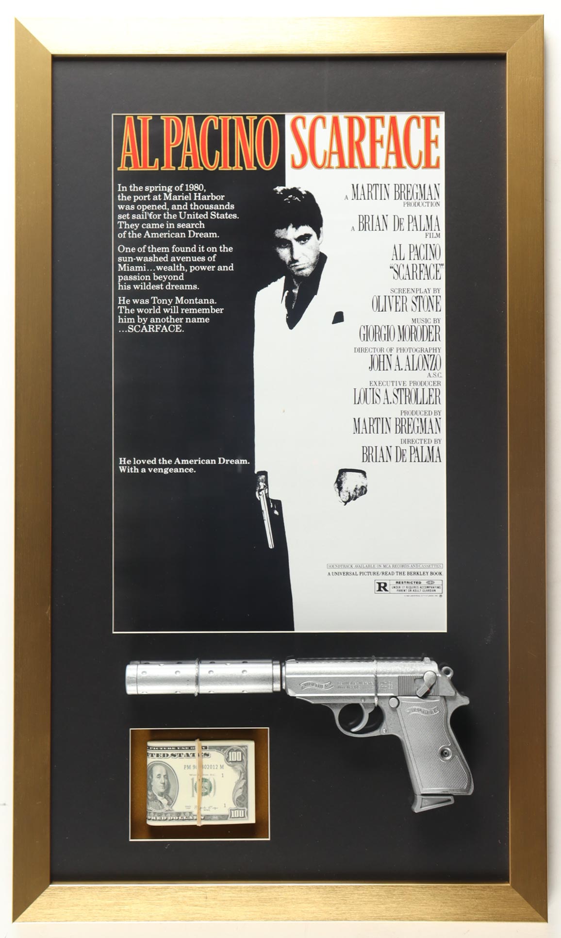 "Scarface" Custom Framed Movie Poster Display with Prop Replica Money ...